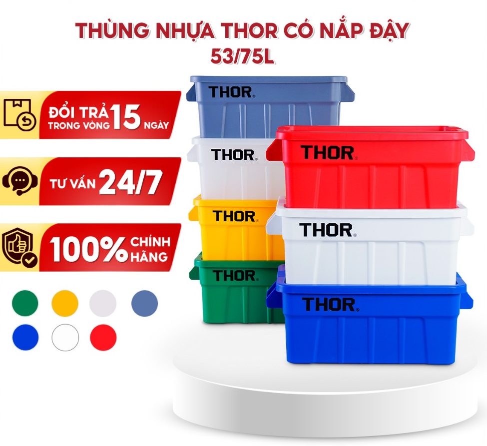 Thùng nhựa có nắp đậy 53L / 75L – Thương hiệu THOR – TRUST - HUỲNH GIA PHÁT - Chuyên cung cấp ...