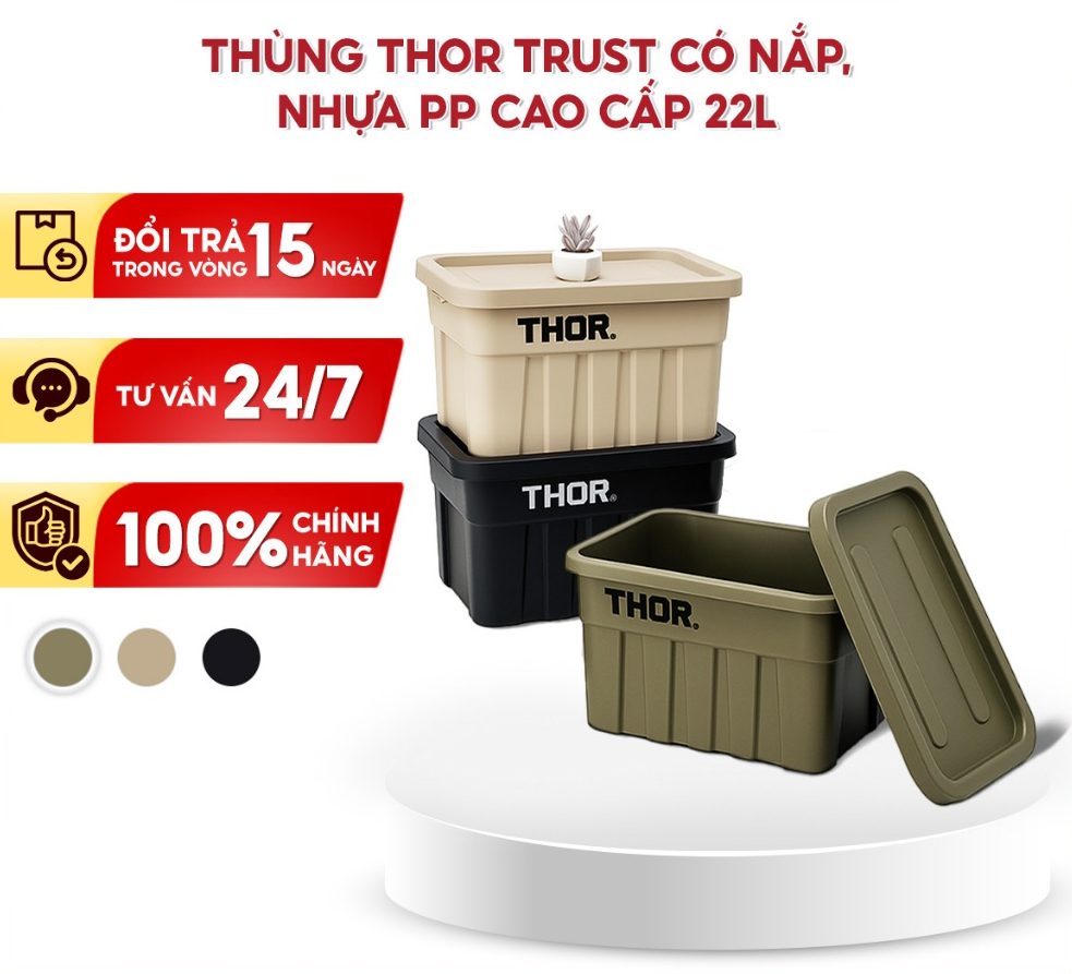 Thùng đựng đồ Thor có nắp nhựa PP cao cấp 22L - TRUST - HUỲNH GIA PHÁT - Chuyên cung cấp hàng ...